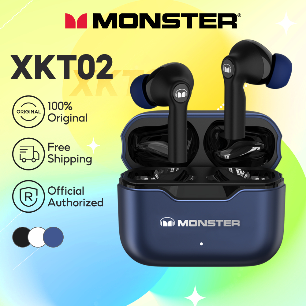 Monster XKT02 True wireless Earphones Bluetooth Earbuds IPX5 Gaming TWS With Mic HD Music Hifi ...