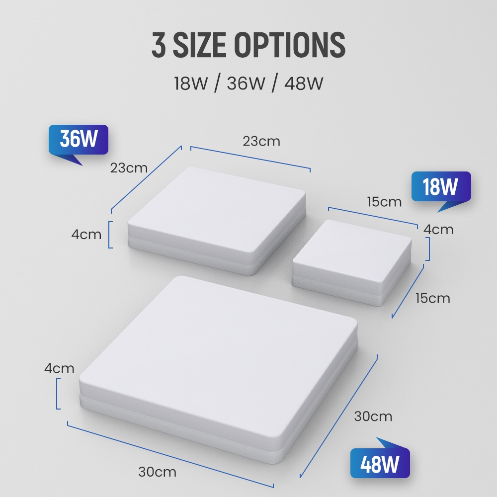 Square LED Ceiling Light 18W 36W 48W White Light Ceiling Light | Shopee ...