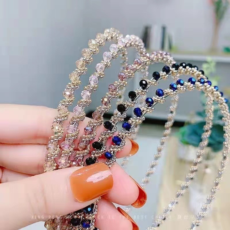 Handmade winding non-slip crystal hair band Simple rhinestone hair band ...