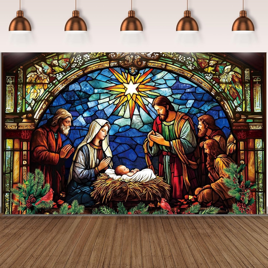 5x3ft Christmas Religious Photography Backdrop Holy Nativity ...