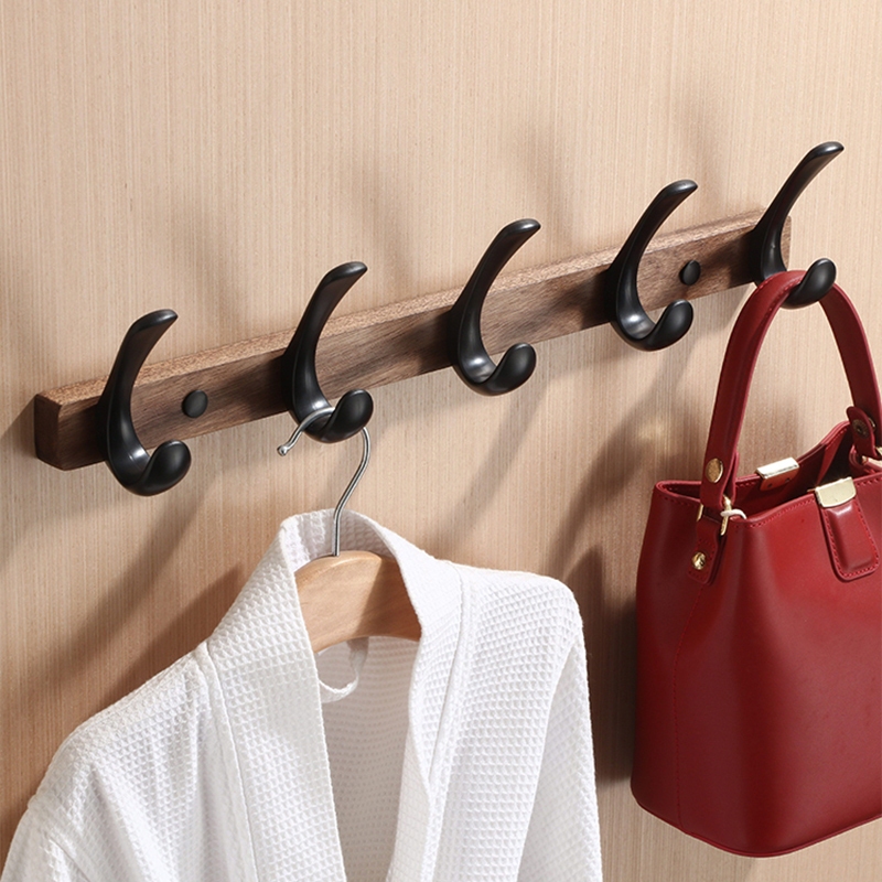 Cocolorrr Walnut Black Hook Behind Entrance Door Hook Coat Hook ...