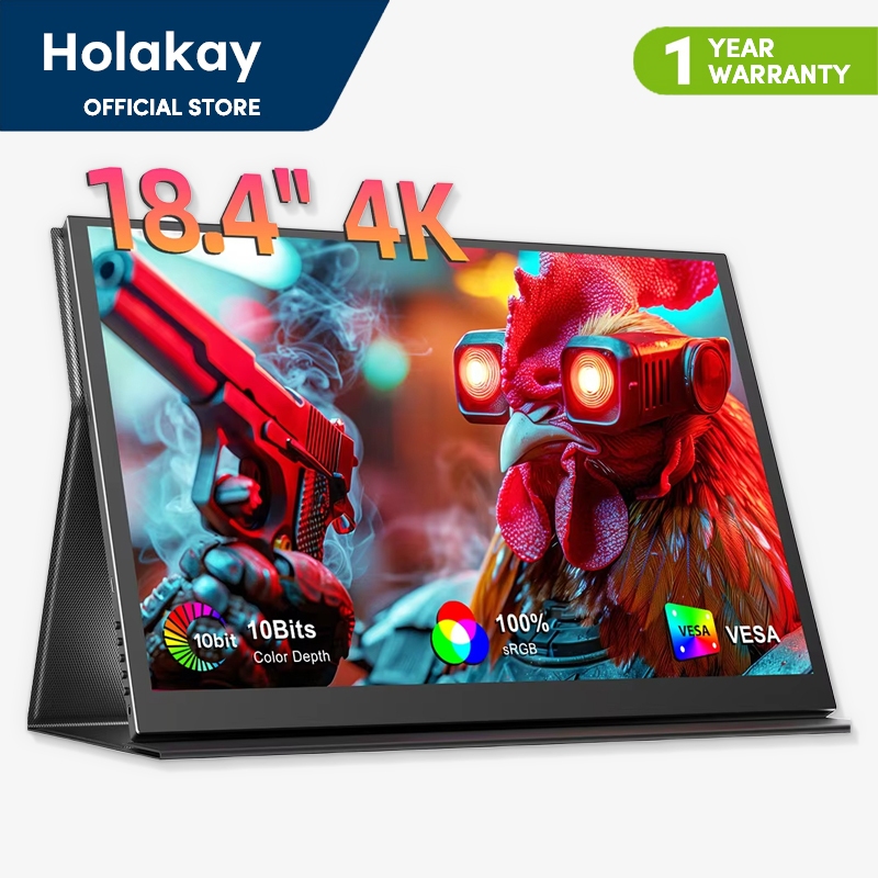 Holakay Portable Monitor 4K 18.4 inch 10 Bit UHD FreeSync IPS HDR ...