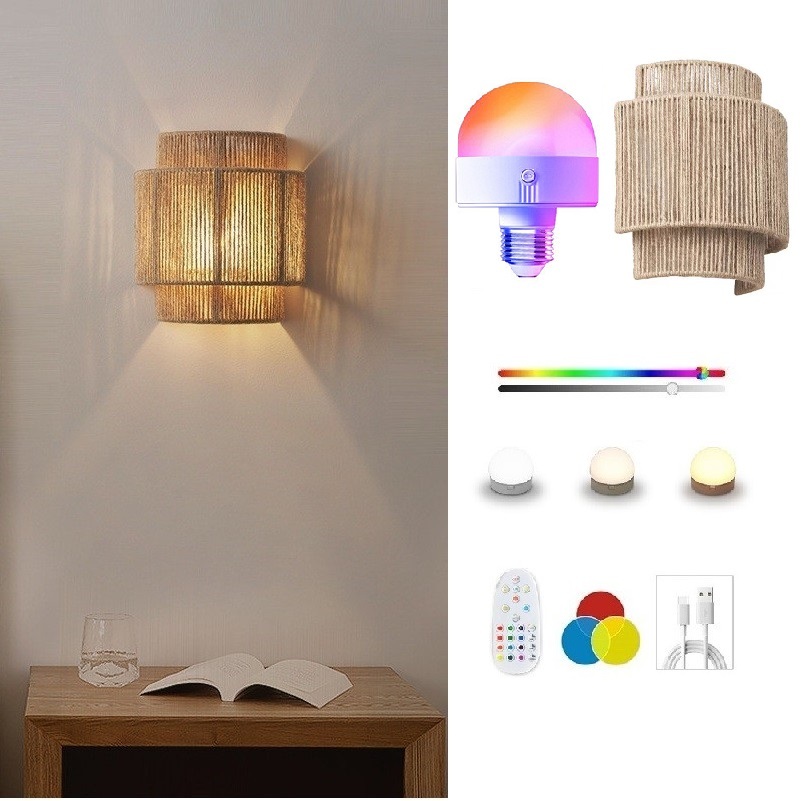 Battery Powered Wireless Rechargeable Wall Lamp with Remote Control ...