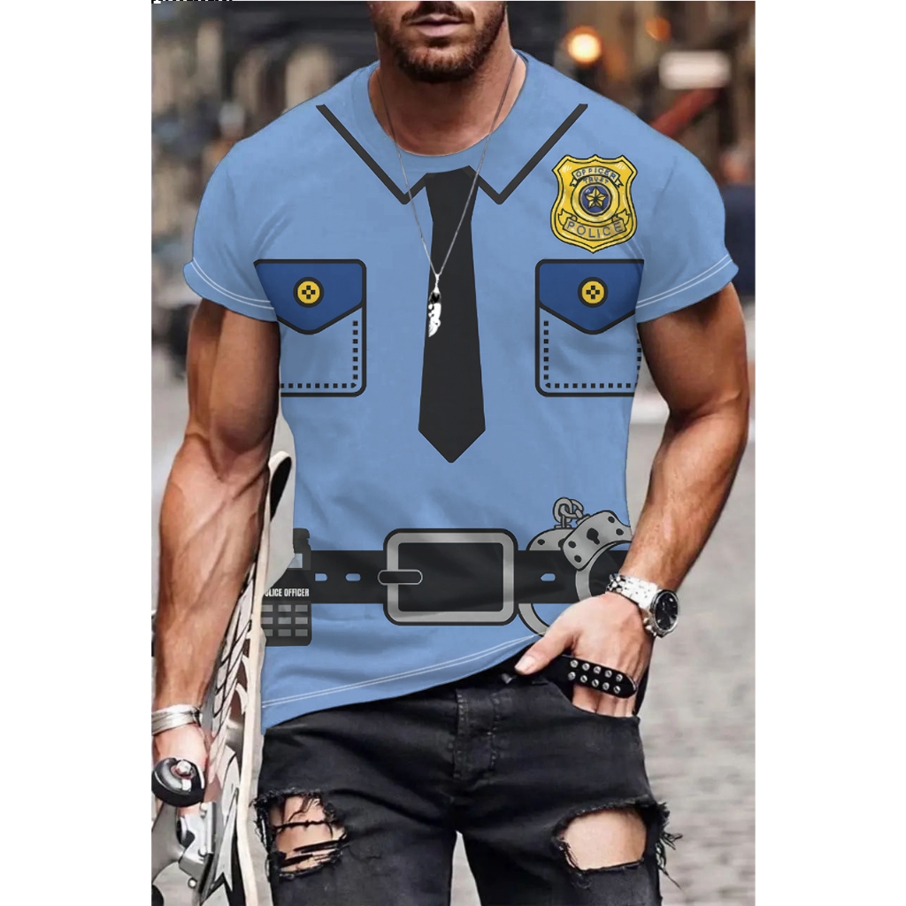 Police Costume Police Officer Cop Uniform T-Shirt | Shopee Singapore