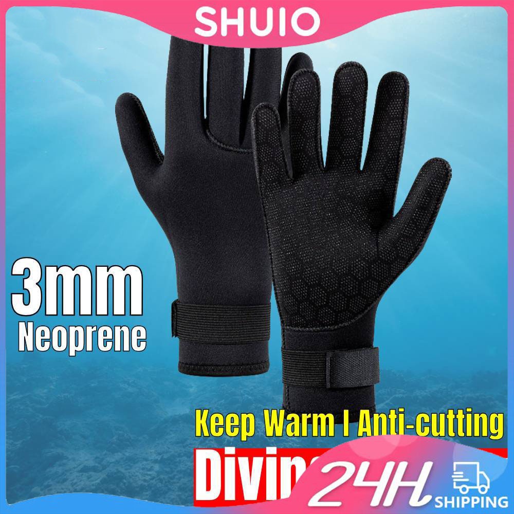 SHUIO 3MM Neoprene Diving Gloves for Scuba-Diving Snorkeling Surfing Kayaking and All Water ...