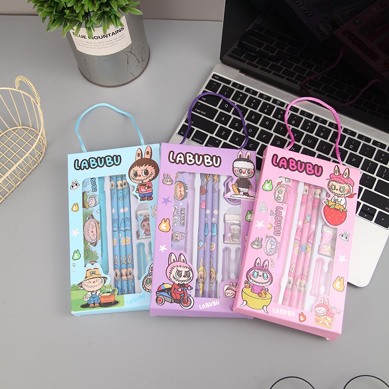 Cute labubu labubu Stationery Set School Supplies Gift Ruler Pencil ...