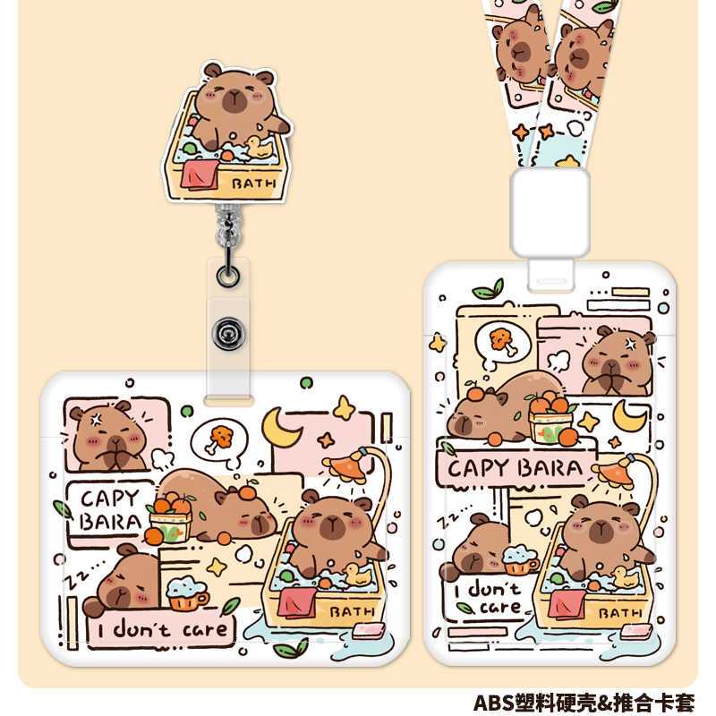 Capybara Card holder long lanyard for student worker hard case employee ...