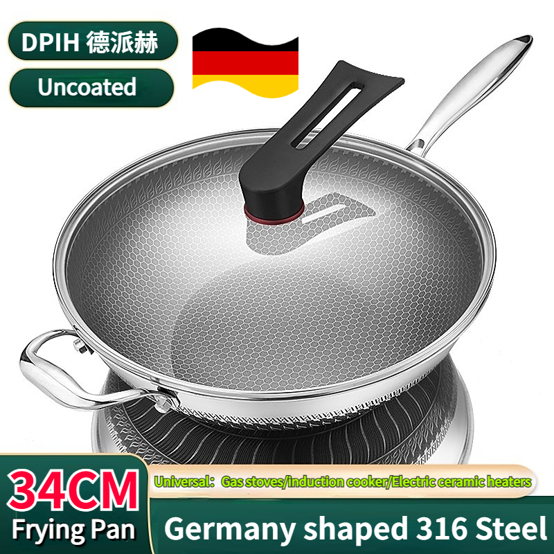 【SG Fast】German 316 stainless steel wok household seven-layer cooking ...