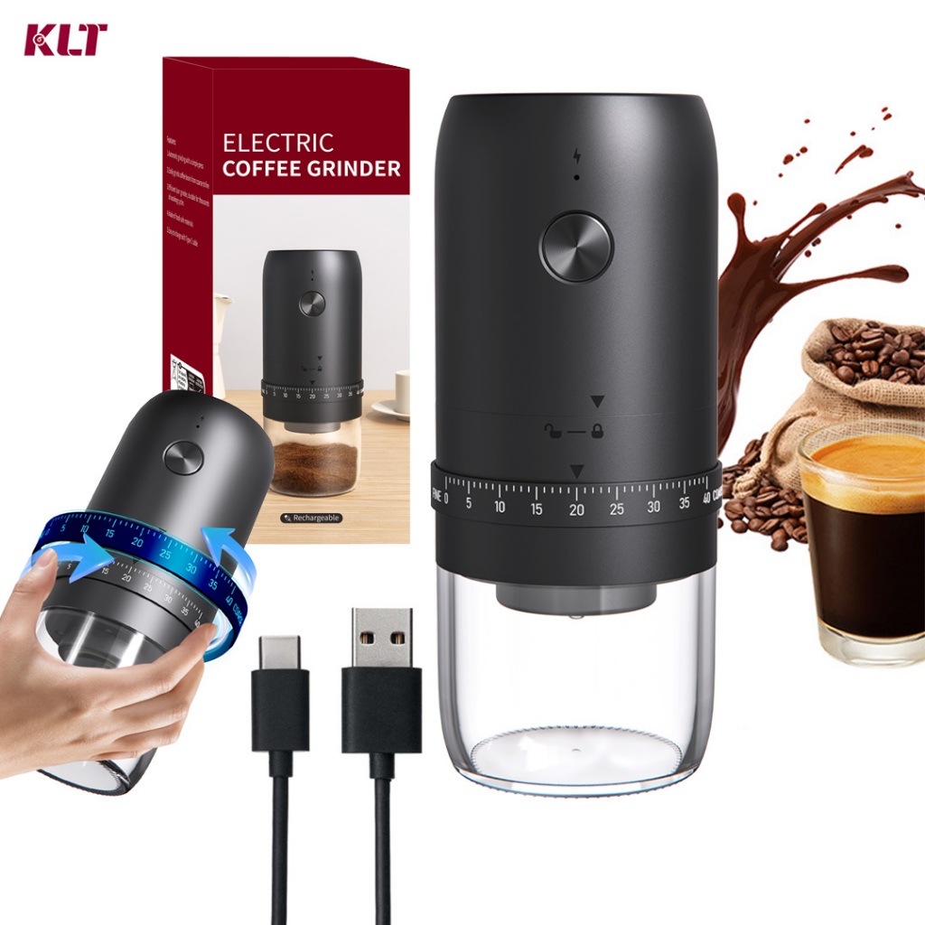 Cliton Electric Coffee Bean Grinder Rechargeable 40 Levels Adjustable ...