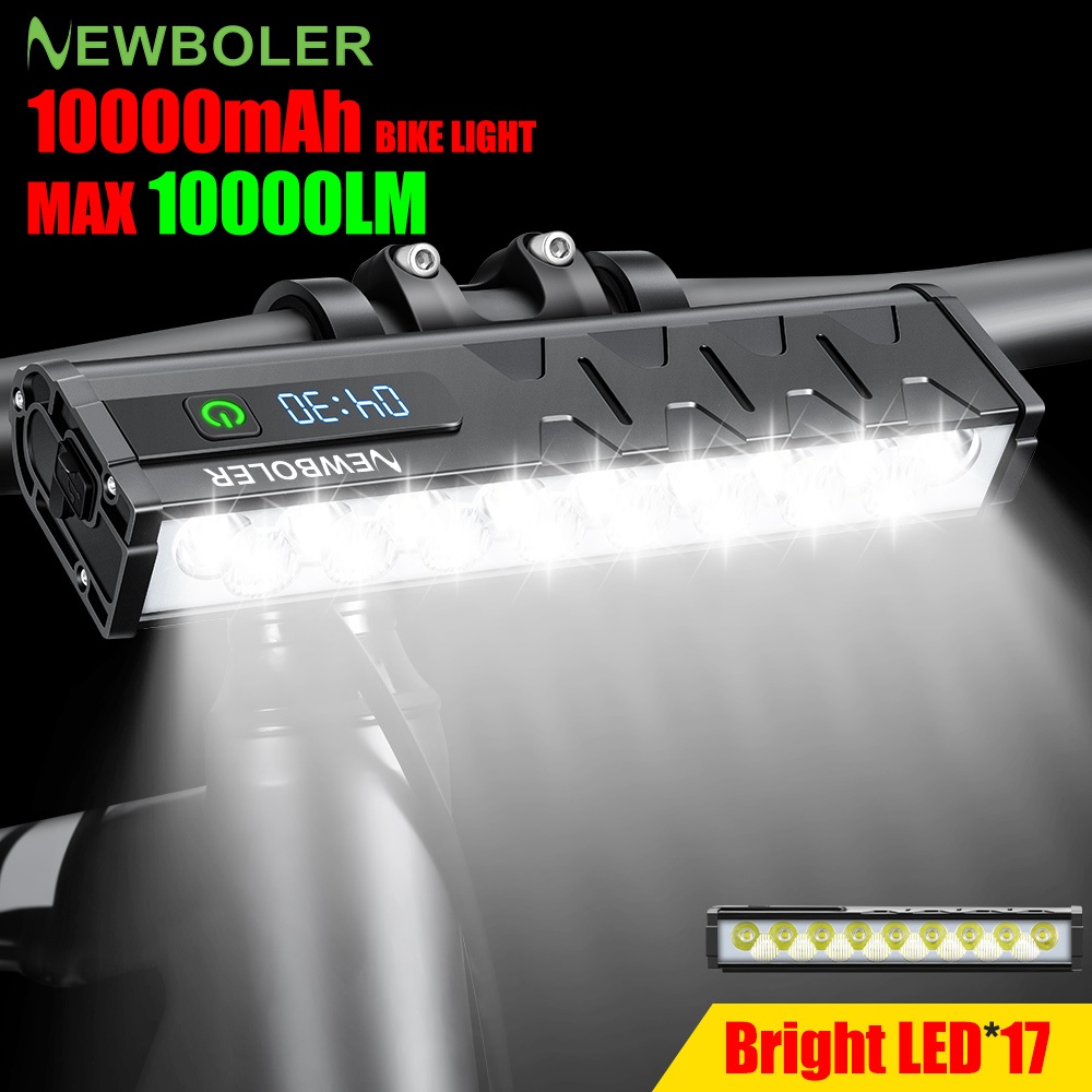 NEWBOLER 10000 Lumens Bicycle Light 10000mAh Bike Headlight 17LED IPX6 ...
