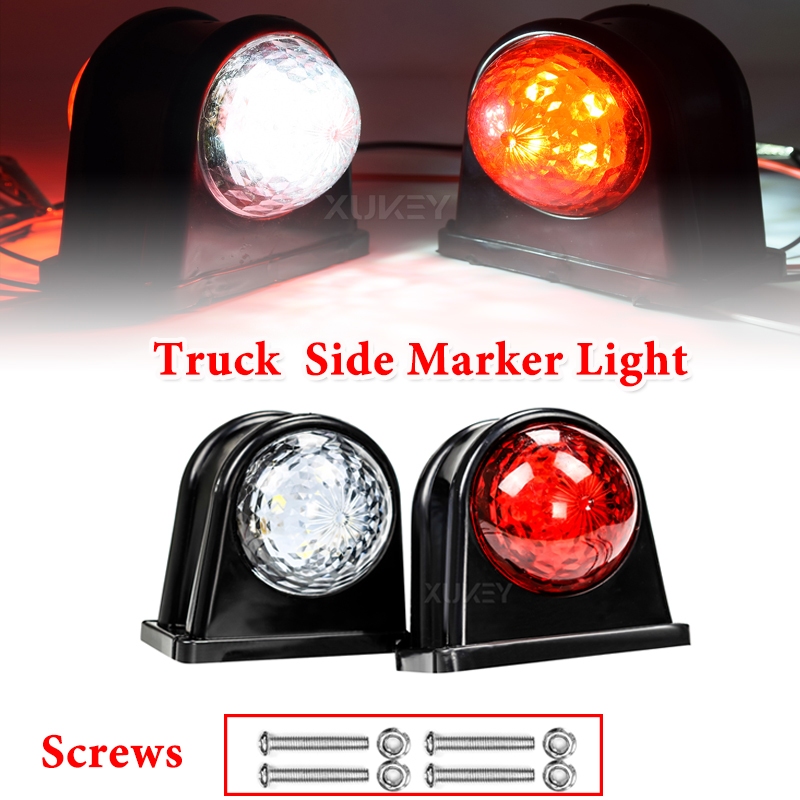 2Pcs 16LED 12V 24V Truck Trailer Side Marker Light White Red Side ...