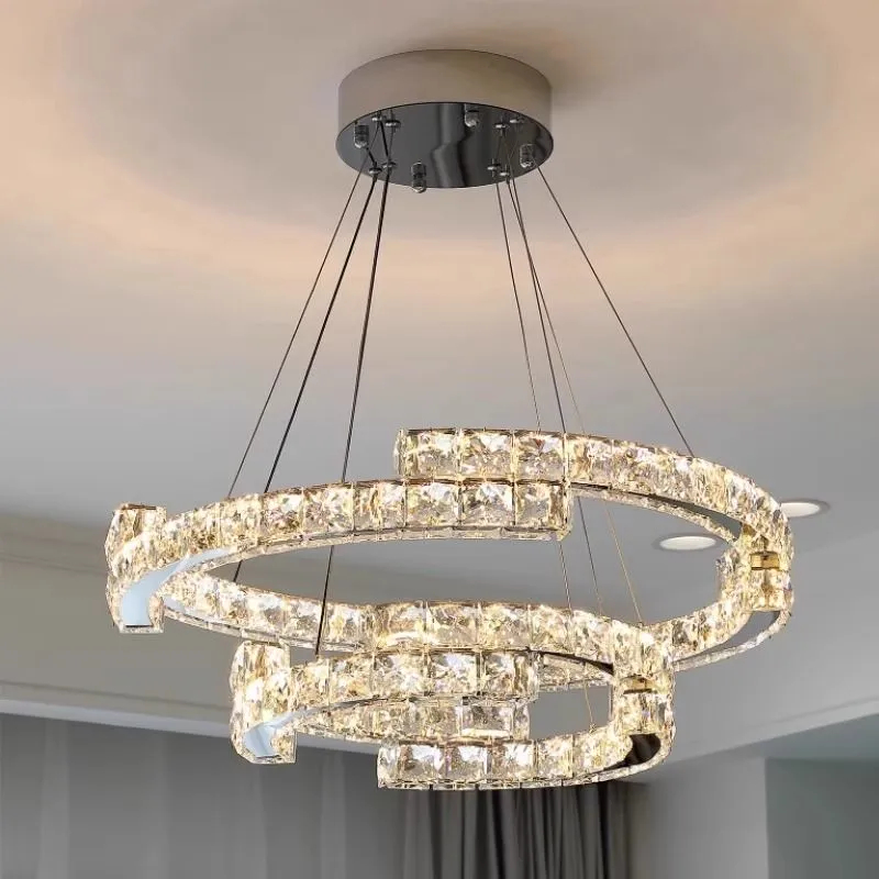 Light luxury crystal light Modern simple living room dining room ...
