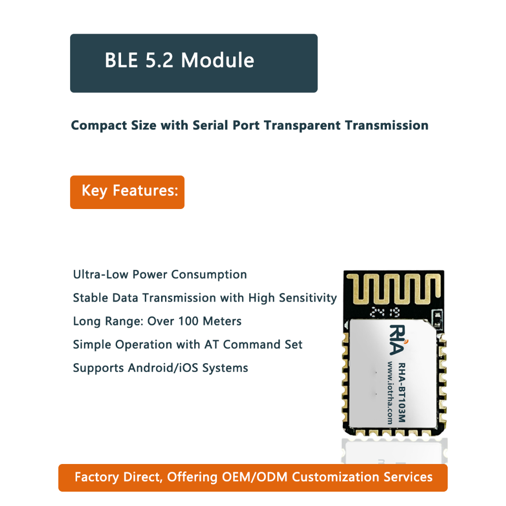 2pcs RHA-BT103M Small-Sized BLE 5.2 Bluetooth Module, Ultra-Low Power ...