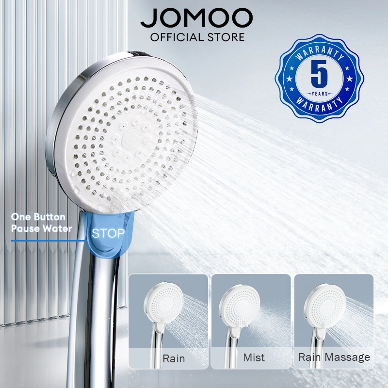 JOMOO 3 Modes High Pressure Shower Head One-Button Stop Water showerhead Water Saving SPA Nozzle ...