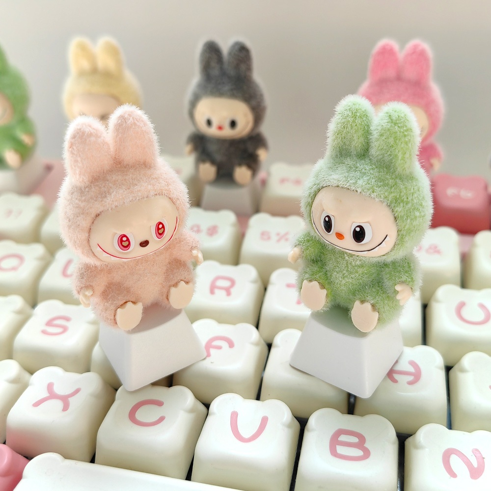 Labubu KEYCAPS Flocking Doll Button Mechanical Keyboard Dedicated ...