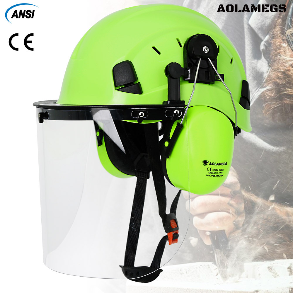 AOLAMEGS Construction Safety Helmet,Logging Helmet,Equipped with Noise ...