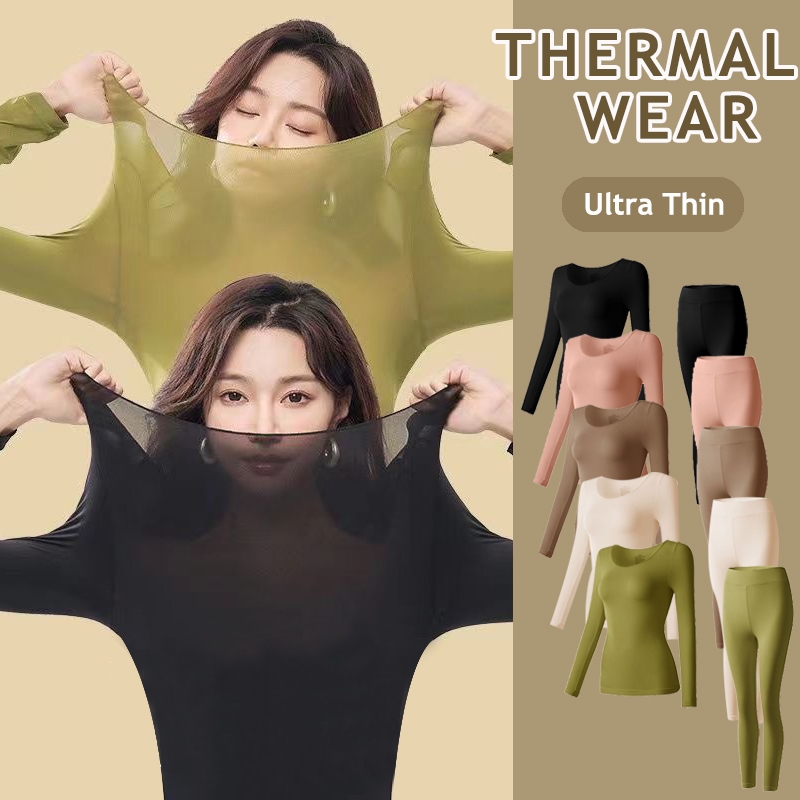 Ultra Thin Heating and Thermal Underwear for Women Long John Thermal ...