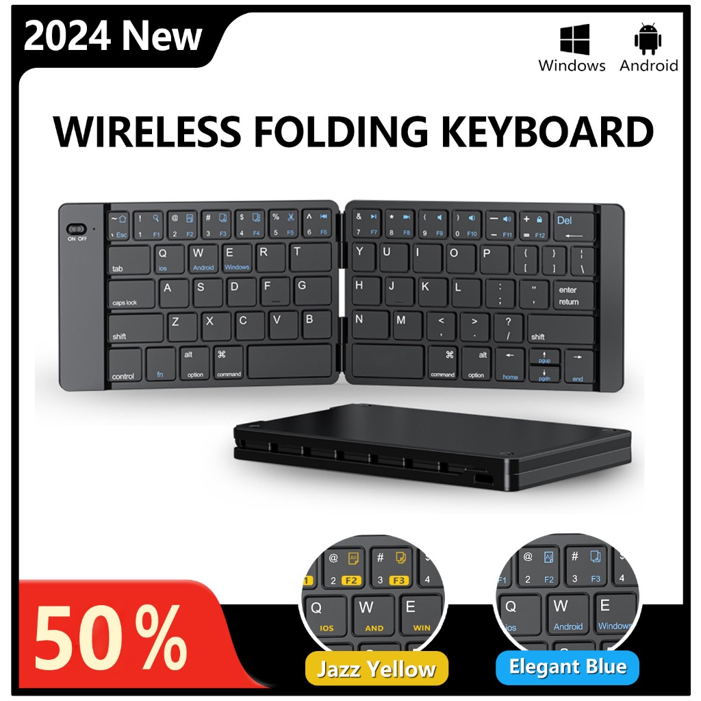 Foldable Bluetooth Keyboard Bluetooth Folding keyboard Sync Up to 3 ...