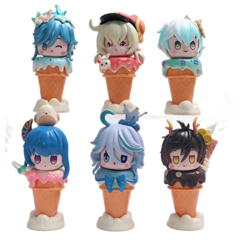 6Pcs/Set 10cm Game Genshin Impact Ice Cream Cone Raiden Ei Venti Klee ...
