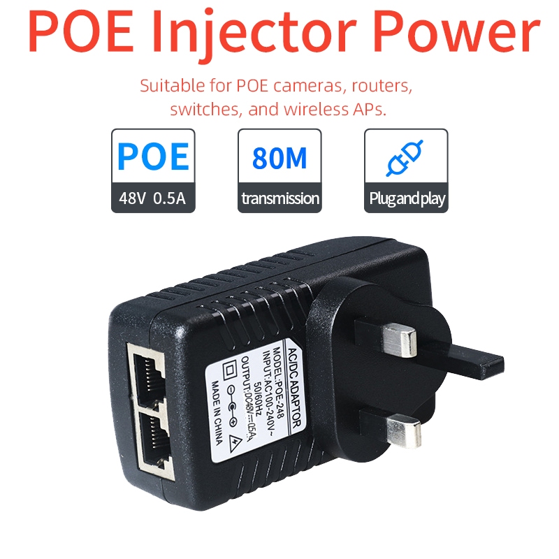 DC 48V 0.5A/24V 1A POE Injector Power and Switch Ethernet Adapter with ...