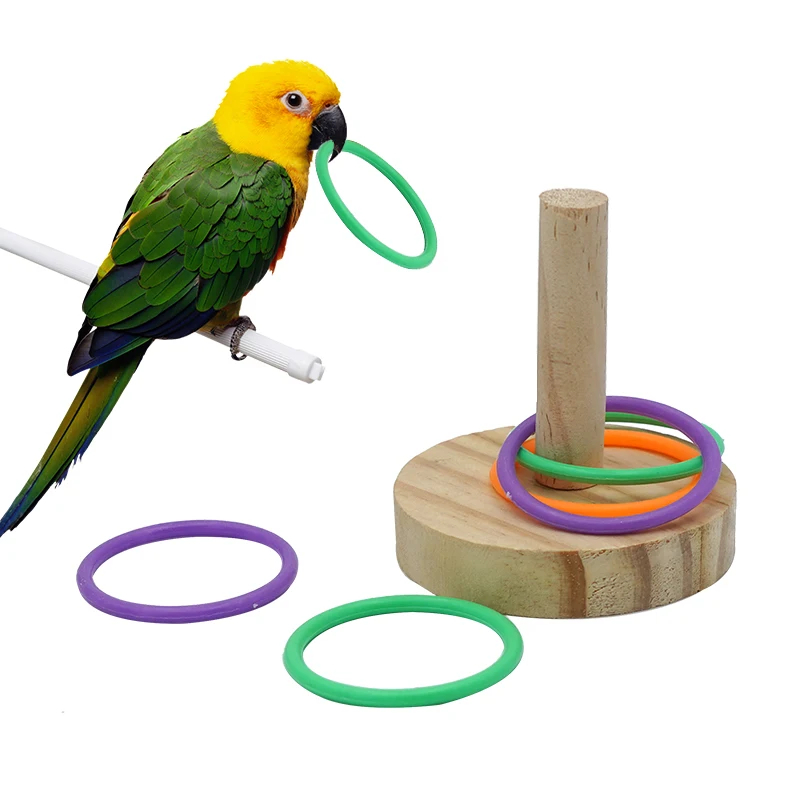 Parrot Bird Ring Toy Solid Wood Educational Bird Supplies Intelligence ...
