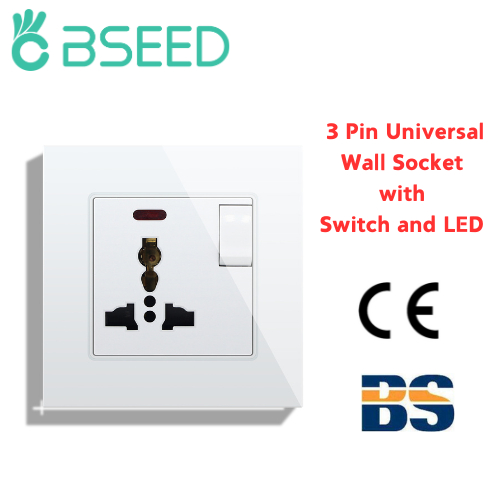 BSEED Single Switched Universal Wall Socket 1 Gang 2 Colour ...