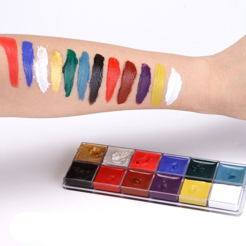 12 COLORS FACE AND BODY PAINT HIGHLY SATURATED DIY BODY PAINT PALETTE ...