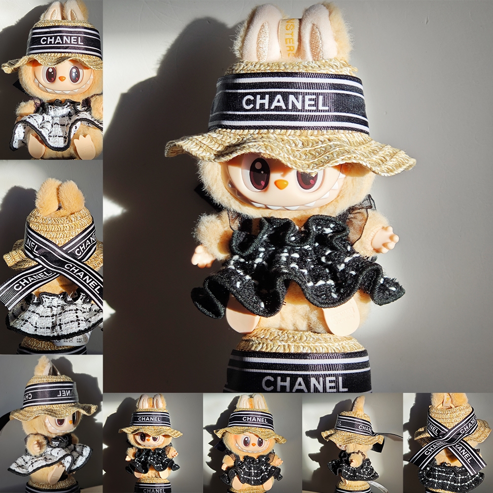 17cm Labubu macaron Luxury clothes dress set & bag noble clothes set ...