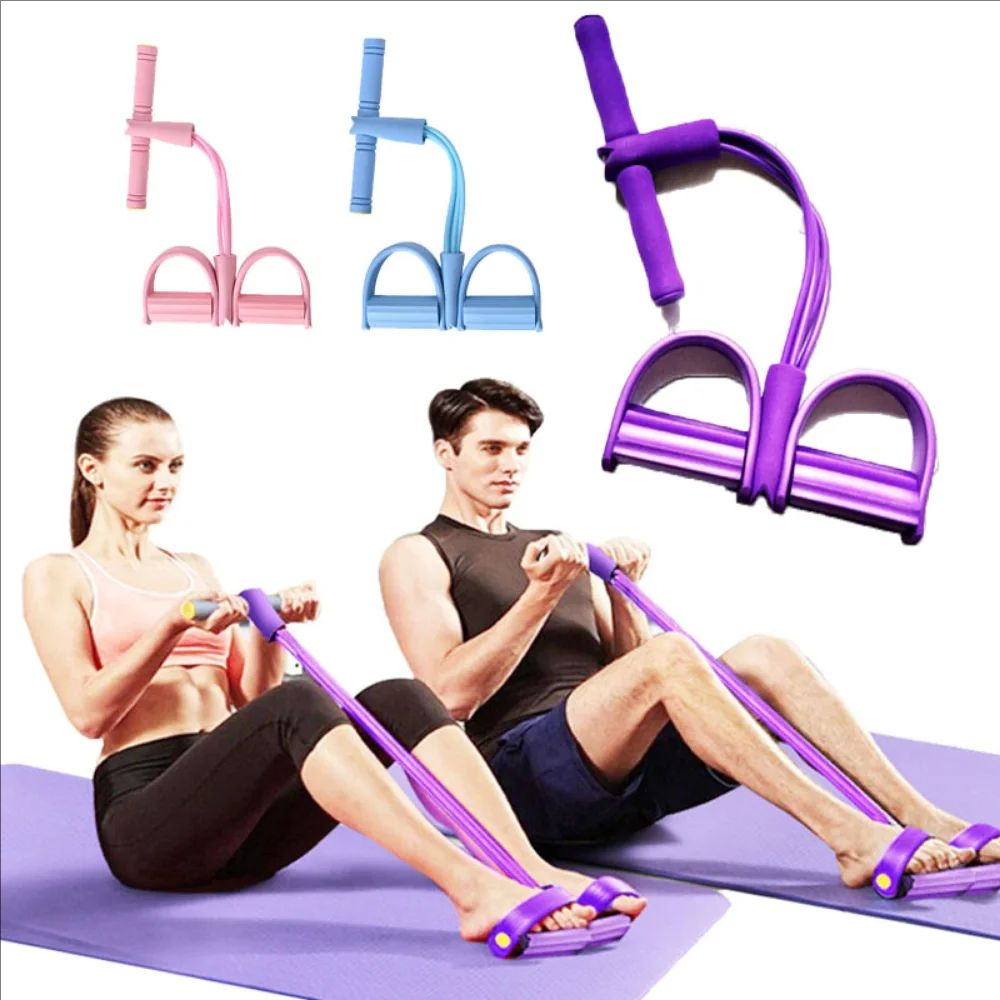 【COD】Indoor Fitness Elastic Sit Up Pull Rope 4/6 Tube Resistance Bands ...