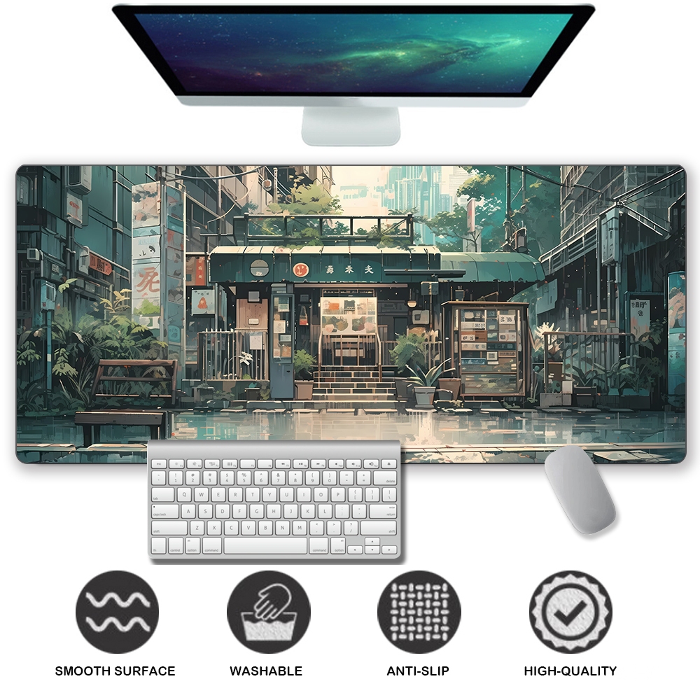 Tokyo Desk Mat Green City Desk Mat Mousepad Extended Mousepad Large ...