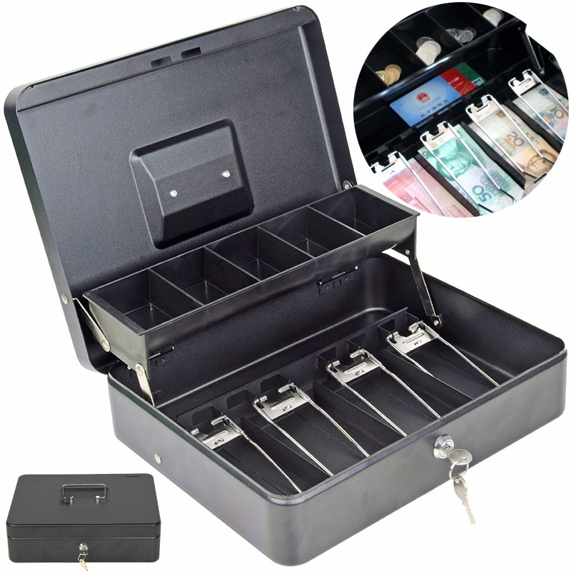 Locking Cash Box with Key Lock and Money Tray, Large size,Money Box ...