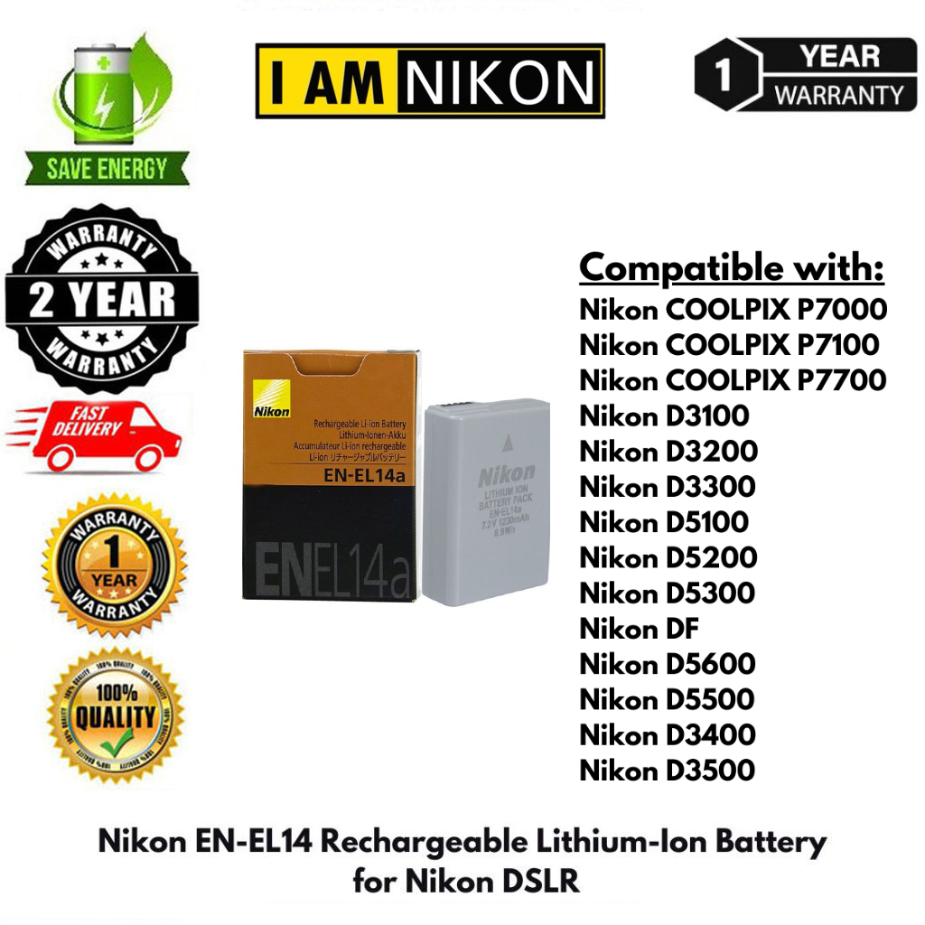 ( 100% Nikon SG ) Camera Dslr Dv Nikon lithium battery EN-EL14a for ...