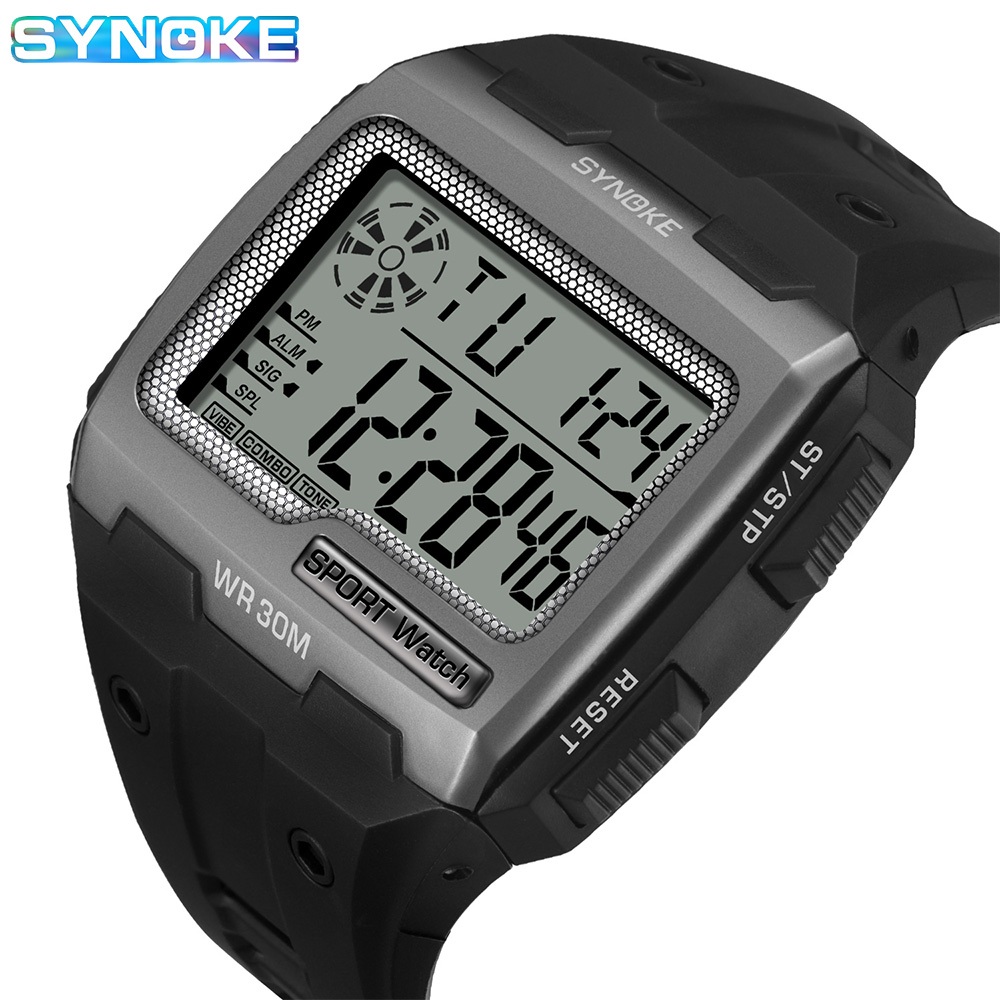 SYNOKE Digital Sports Electronic Watch Alarm Color Illumination Multi ...