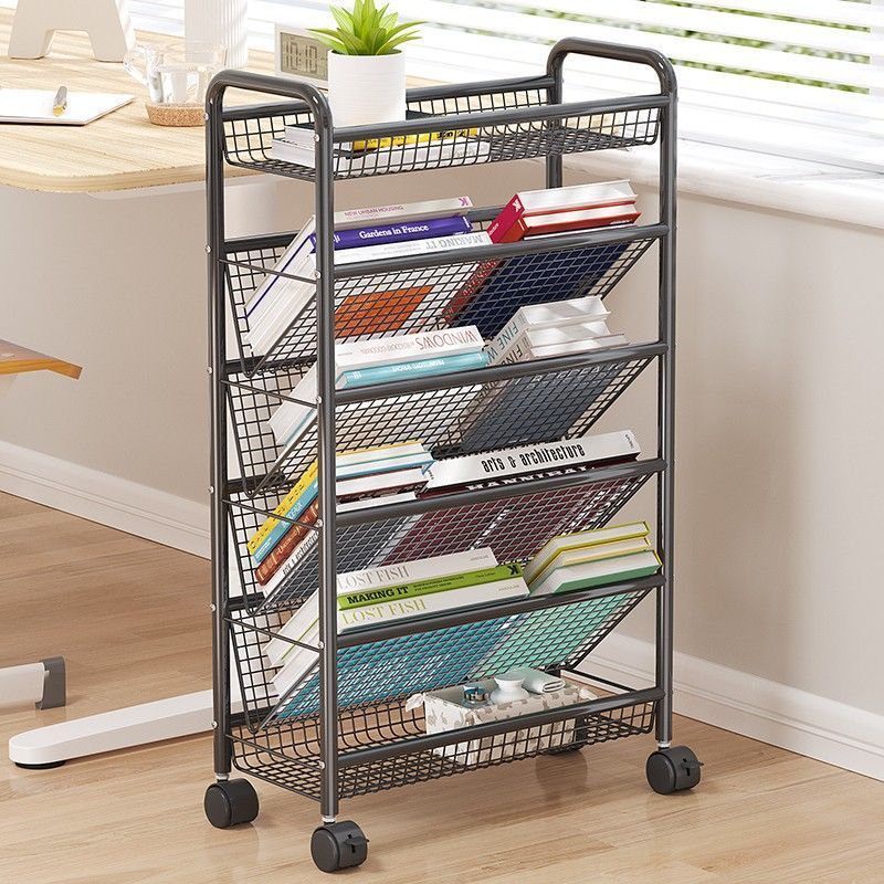 3/4/5 Tier Book Rack Storage Bookshelf Rolling Small Bookshelf for ...