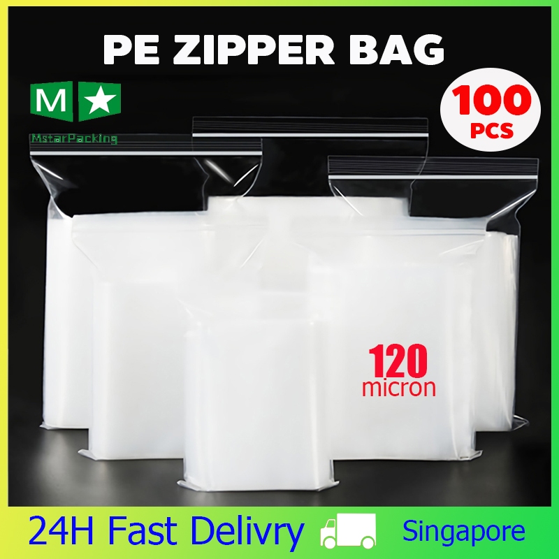 100PCS PE Zipper Bag Food Packing Zip,lock Transparent 120 micron ...