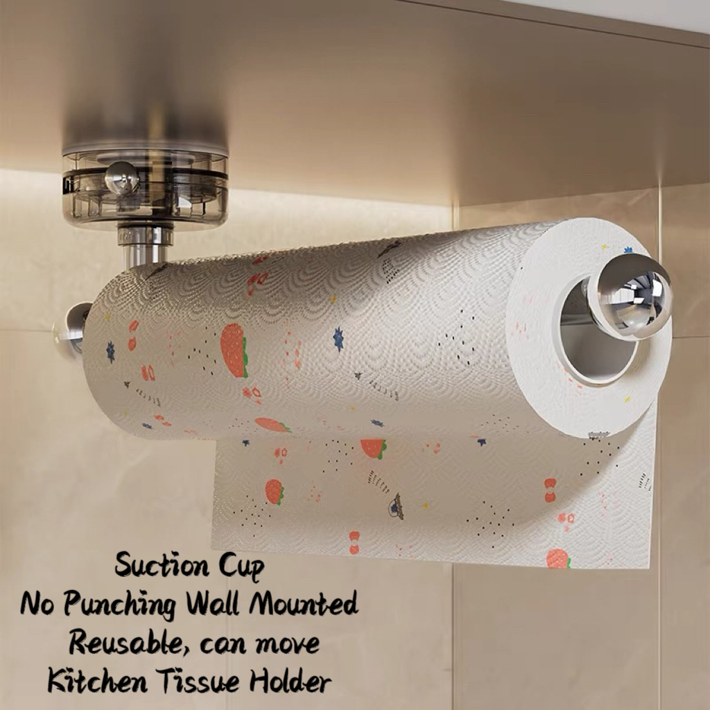 Kitchen Tissue Holder Suction Cup No Punching Wall Mounted Reusable ...
