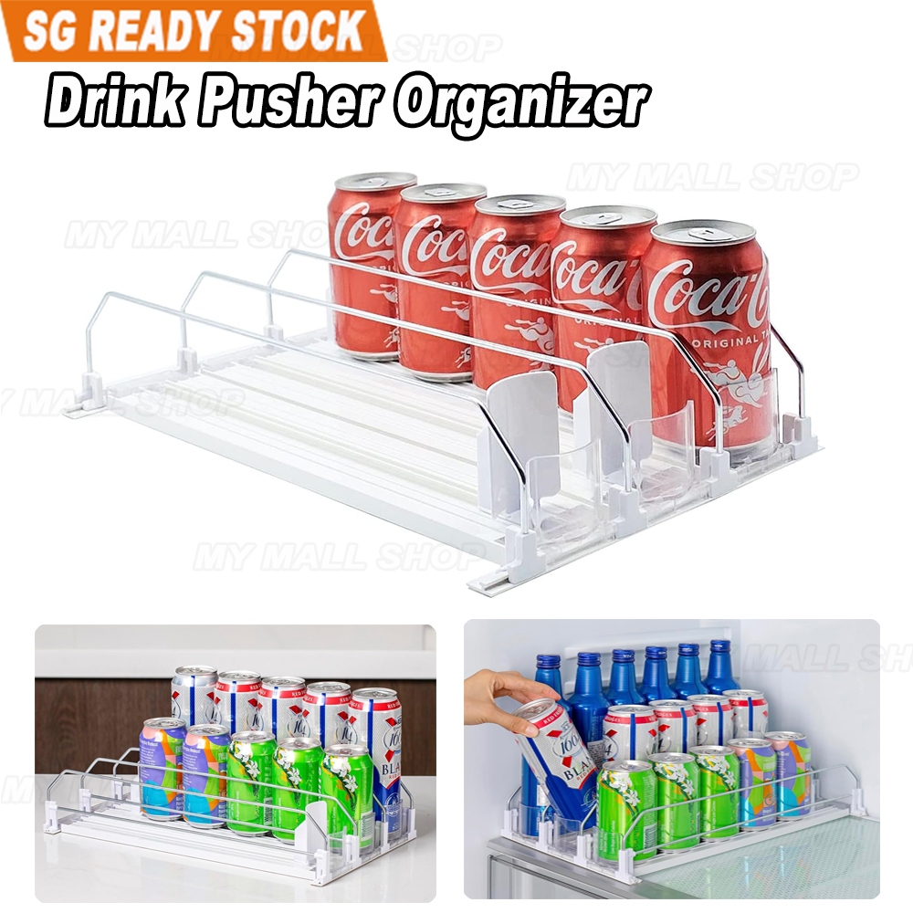 SG Stock 2/3 Rows Drink Organizer Adjustable Width Fridge Self-Sliding ...
