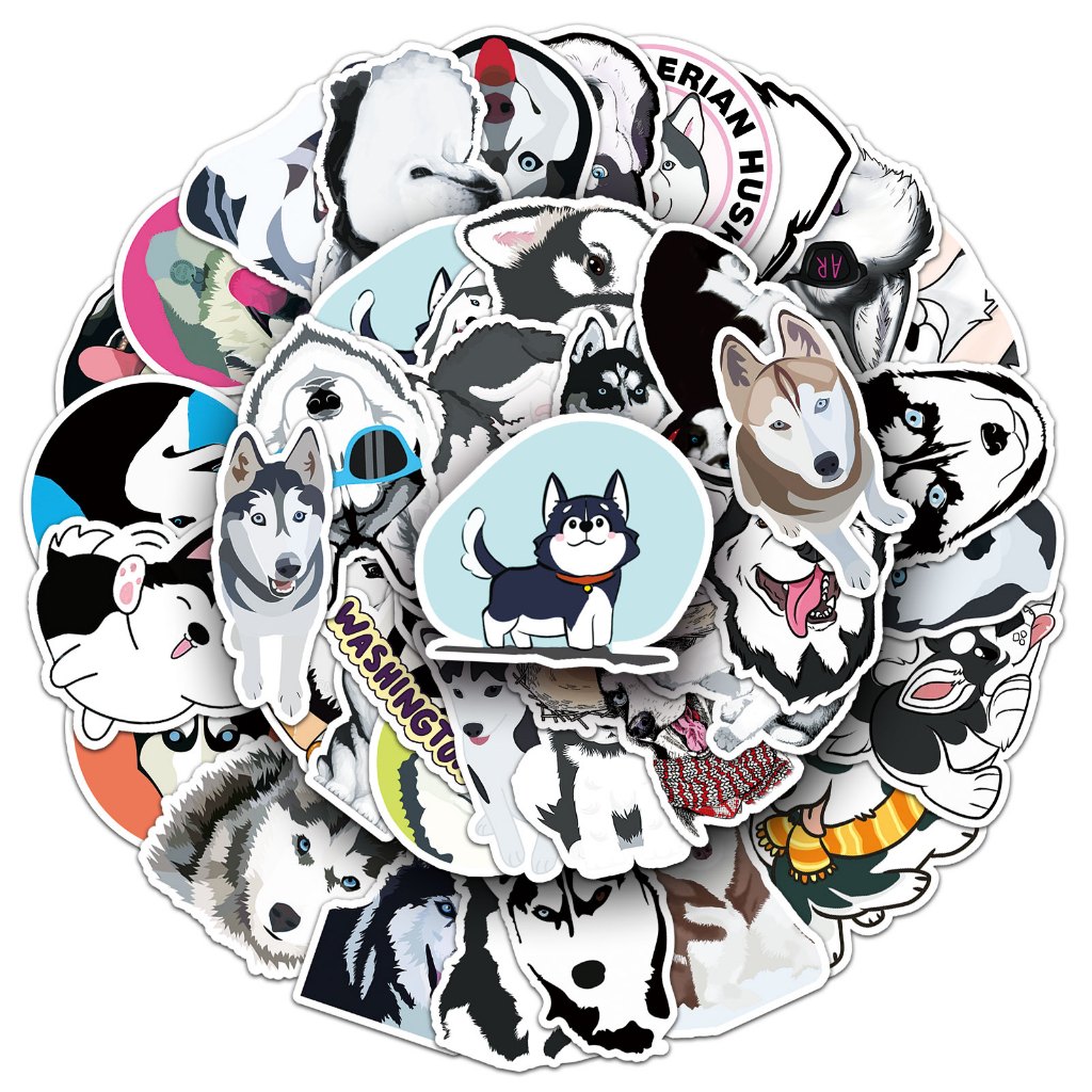 50 Piece Funny Siberian Husky Dog Stickers Waterproof DIY For Phones ...