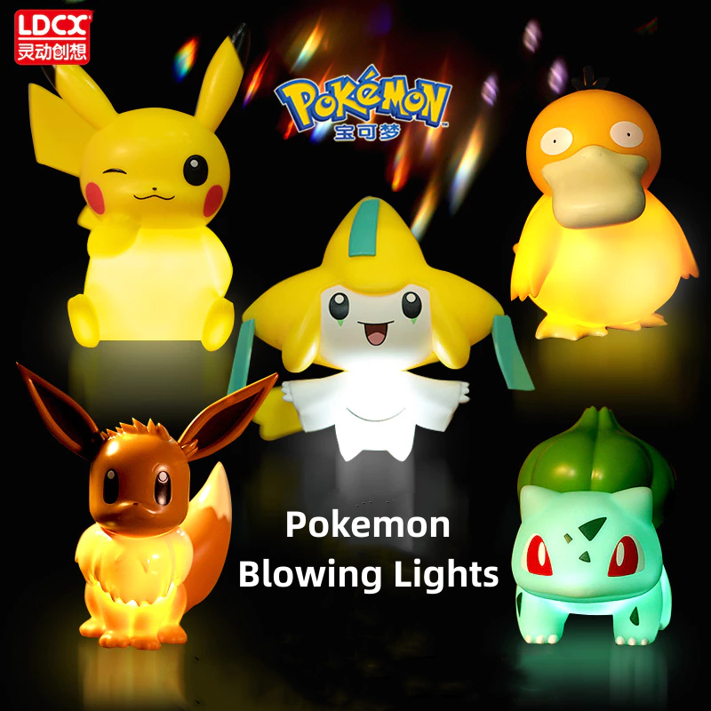 Pokemon Blowing Lights Pikachu Eevee Bulbasaur Psyduck Jirachi Doll ...