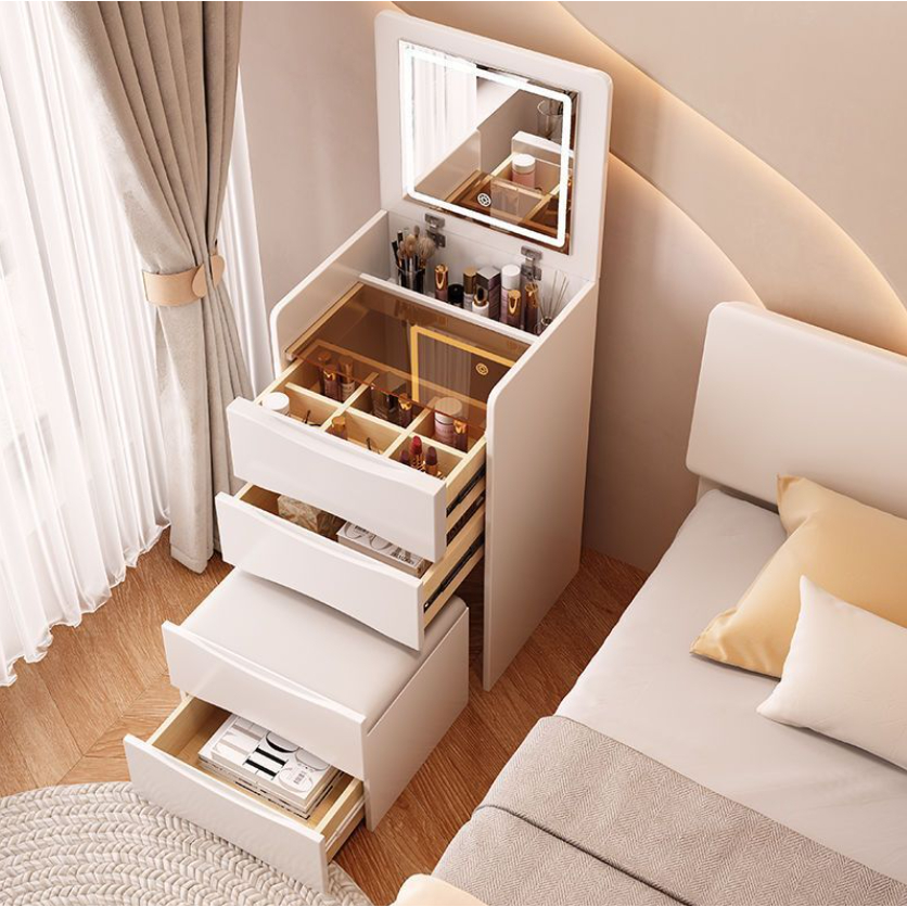 Bedroom Dressing Table With Mirror Storage Cabinet Drawer Vanity Table ...