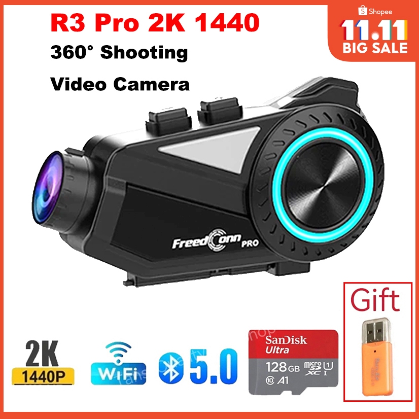 FreedConn R3 Pro 2K 1440 360° Shooting Video Camera Motorcycle Camera ...