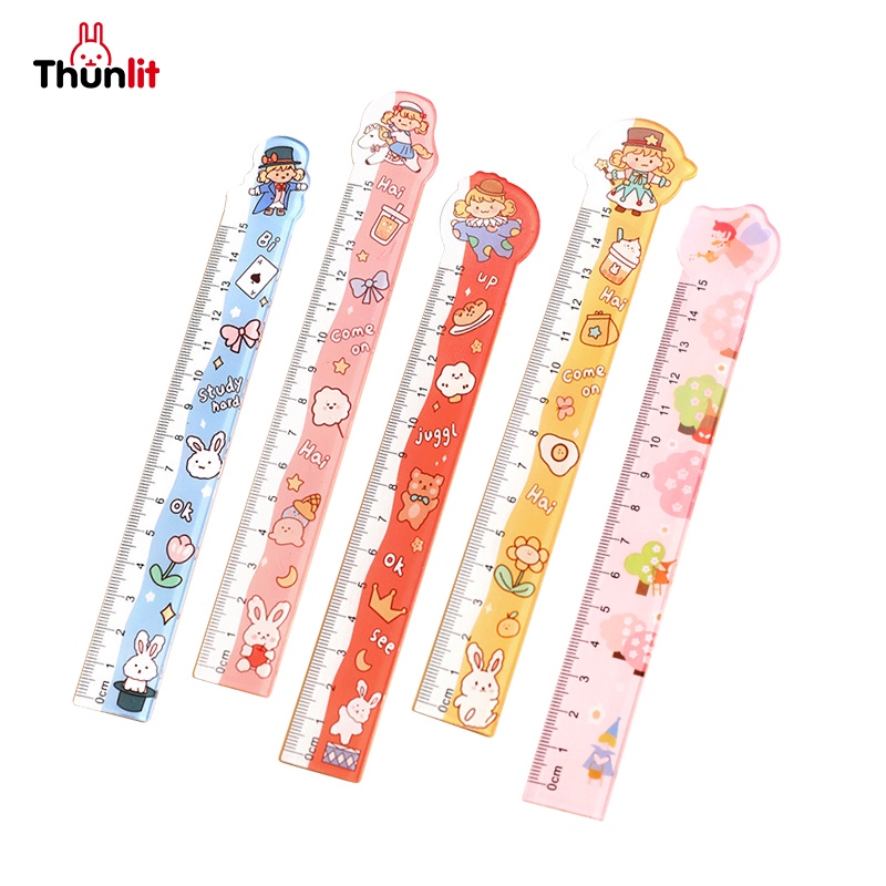 Thunlit Cartoon Ruler 5PC/1PC Student Scale Ruler Study Wholesale ...