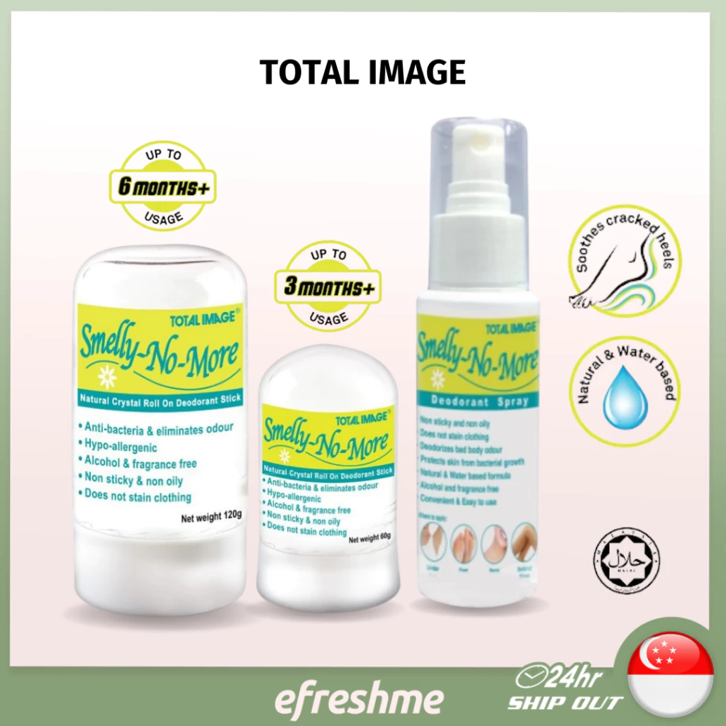 TOTAL IMAGE Smelly No More Roll On Spray Crystal Natural Deodorant 60g ...