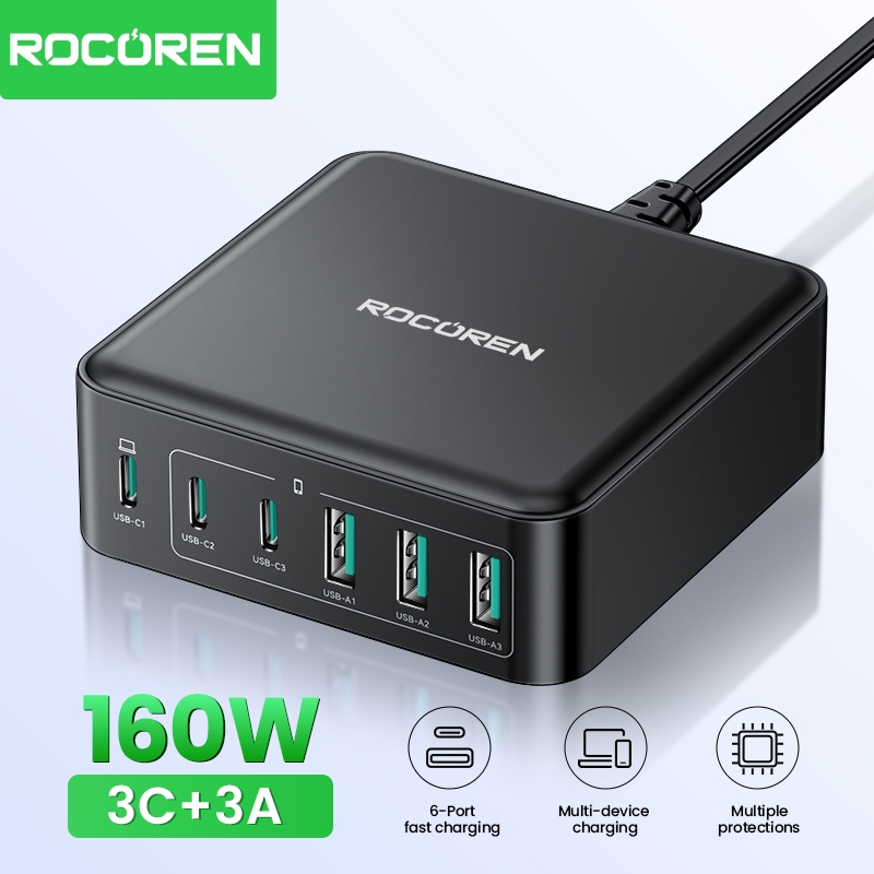 Rocoren 160W 3C+3A Energy Station Series Fast Charging Desktop Charger ...