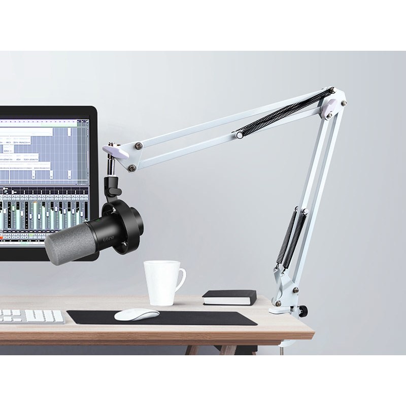 White Mic Boom Arm Compatible with FIFINE K688 Recording XLR/USB ...