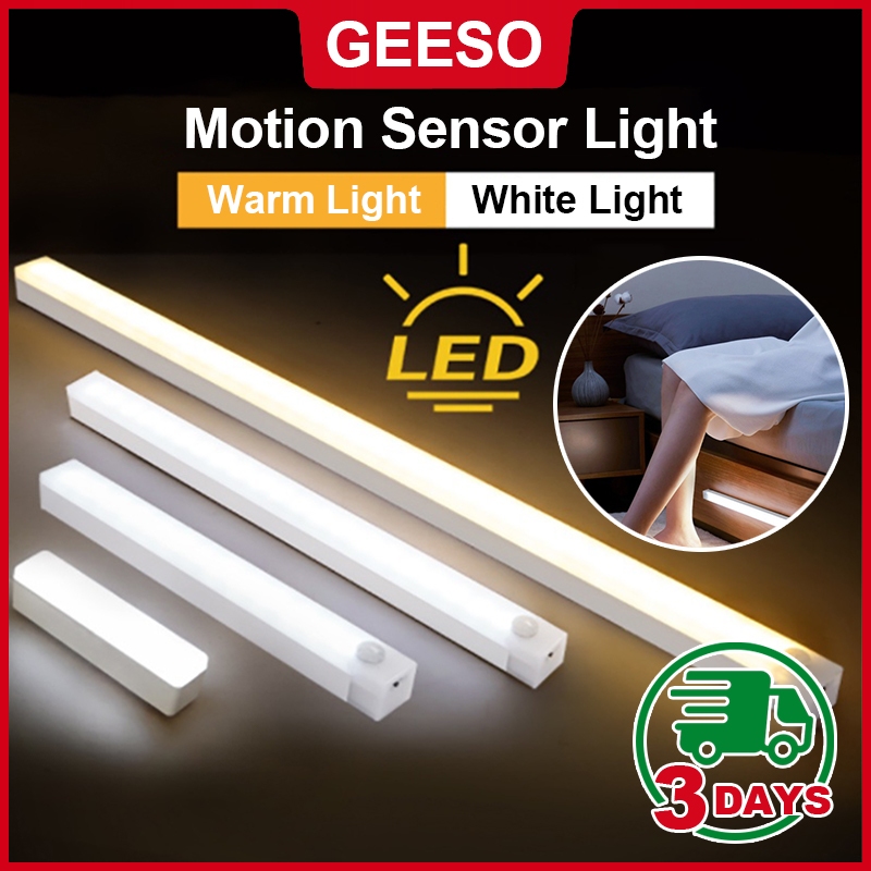 GEESO Motion Sensor Light LED Bar Night Light USB Rechargeable for ...
