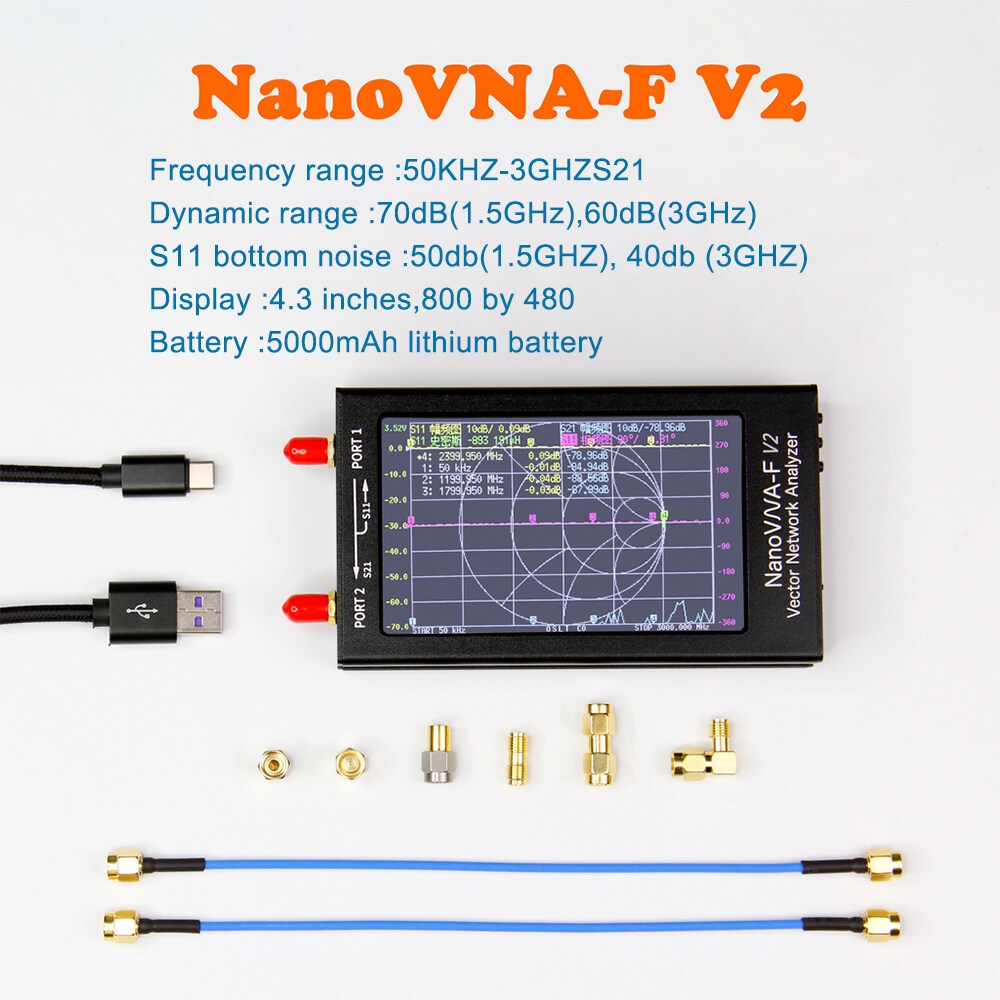 NanoVNA-V2 F 50k-3G vector network analyzer 4.3 "HF VHF UHF antenna ...