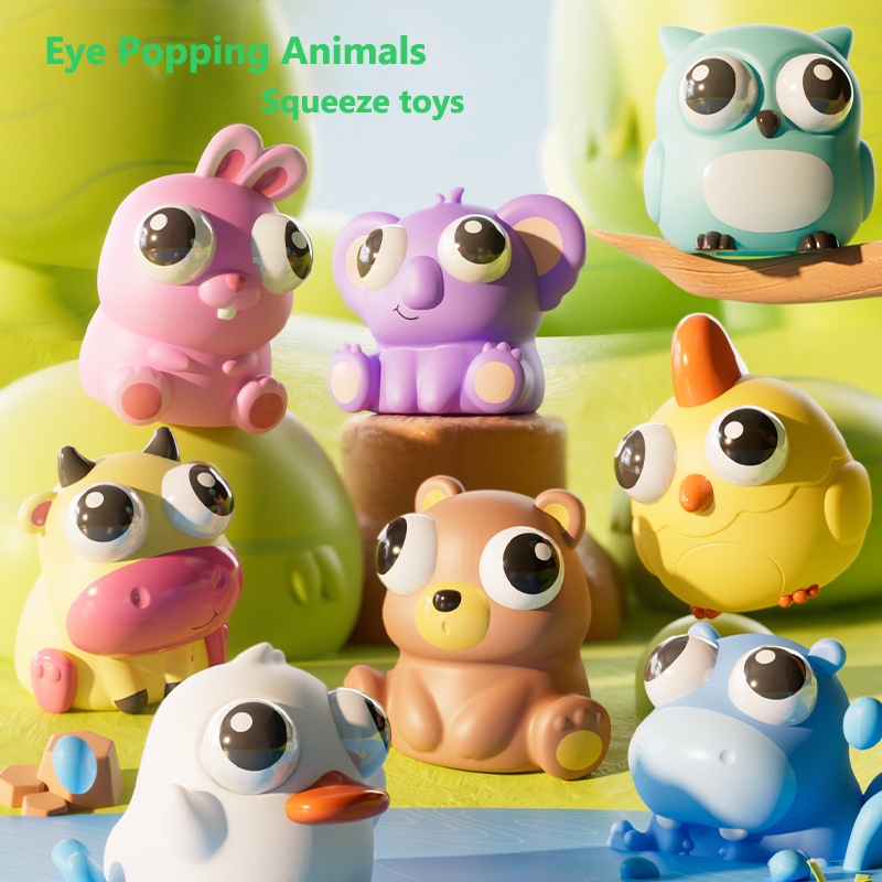 Animal Squeeze Toys with Pop Out Eyes Eye Popping Stress Relief Toy ...