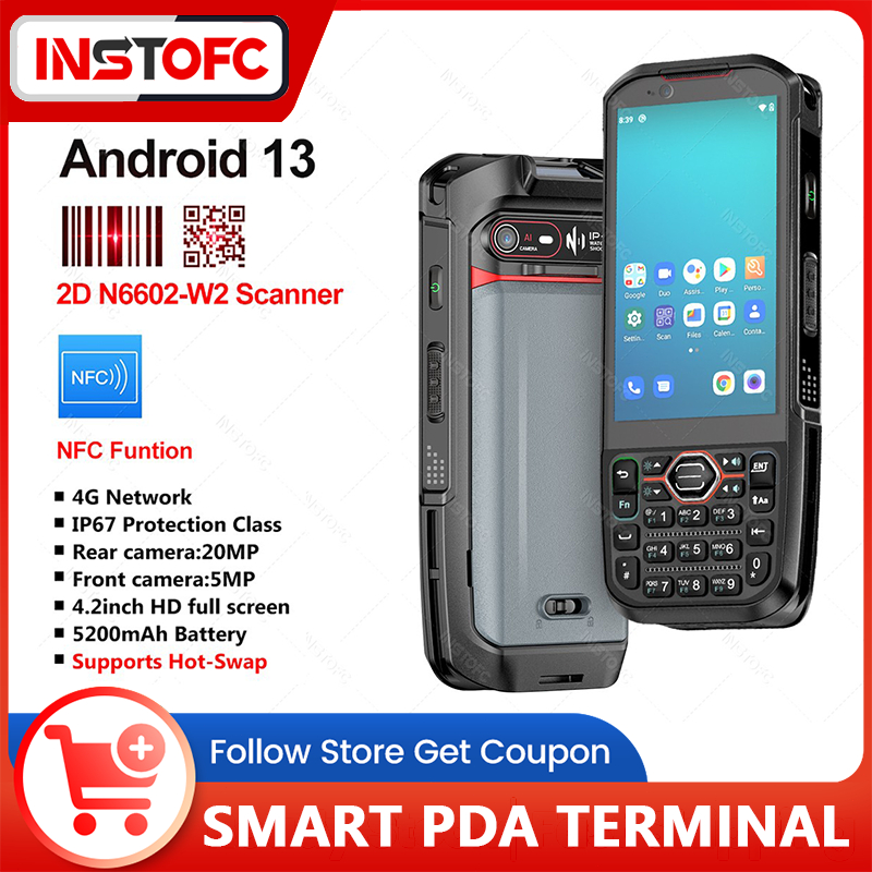 Android 13 Barcode Scanner Handheld PDA Terminal with 1D/2D/QR Code ...