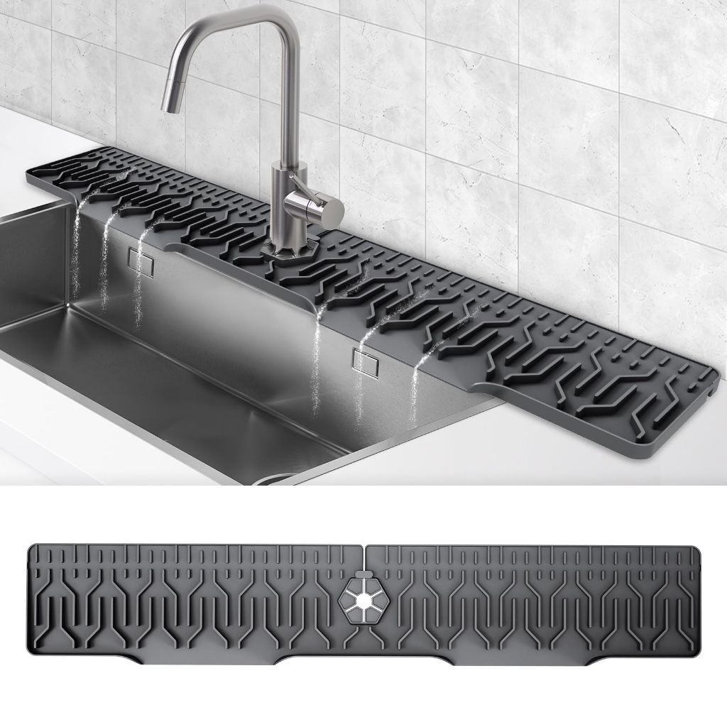 86cm Extra Long Sink Splash Guard, Silicone Draining Mat for Kitchen ...